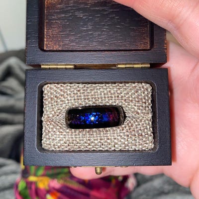 The Astronomer Nebula Ring, Mens Wedding Ring, Black Tungsten Outer ...