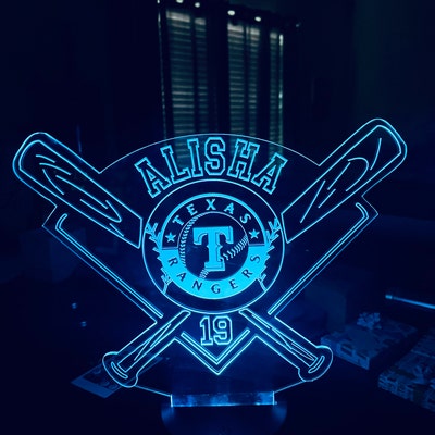 Texas Rangers LED Baseball Sports Fan Lamp, Light Up, Custom Night ...