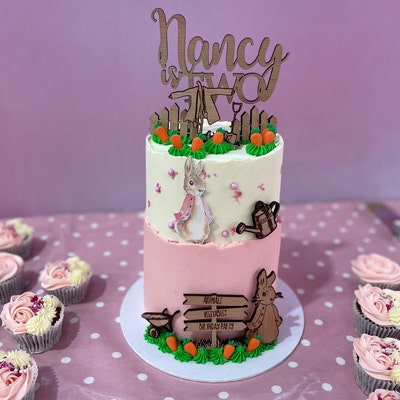 Peter Rabbit Cake Set Wooden Peter Rabbit Cake Topper Flopsy Bunny Cake ...