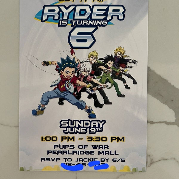 Beyblade Burst Turbo Birthday Invitation, Printable Birthday Party ...