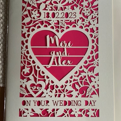 Personalised Papercut on Your Wedding Day Card, Laser Cut Wedding Card ...