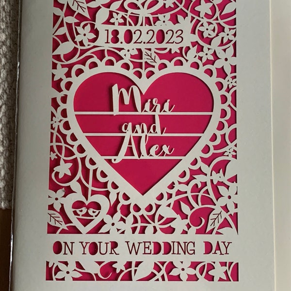 Personalised Papercut on Your Wedding Day Card, Laser Cut Wedding Card ...