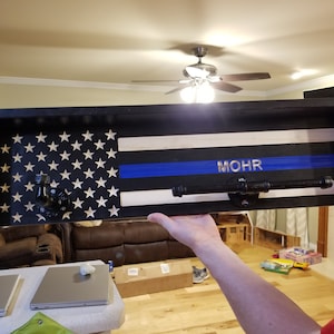 Engraved Personalized Police Gear Rack Thin Blue Line Galvanized Steel ...