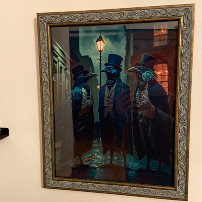 A Murder of Crows Gothic Painting Crow Wall Decor, Victorian Gentlemen ...