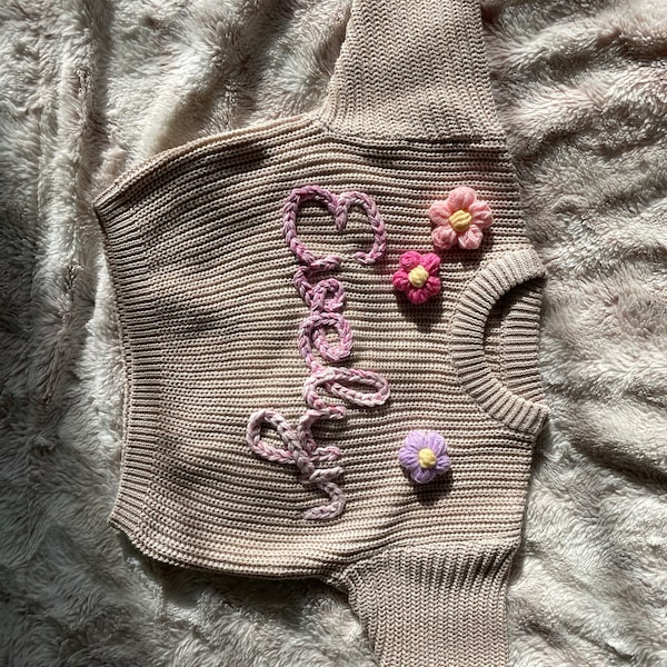 Custom Name Baby Sweater,personalized Hand Embroidered Baby Name ...