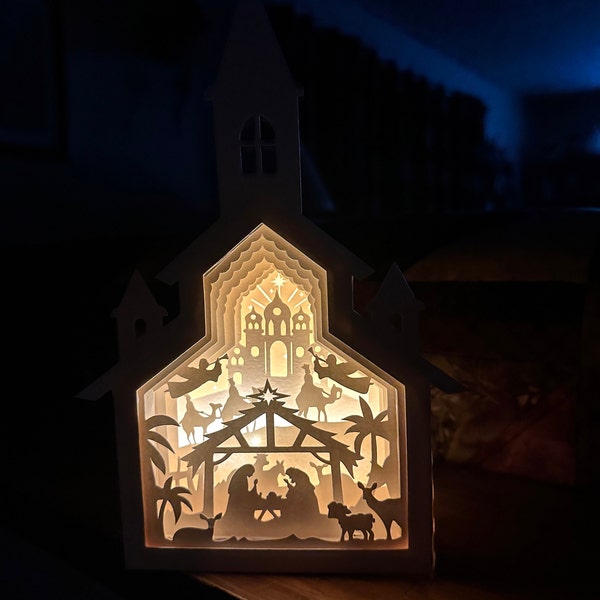 Pack 3 Nativity Scene Church Shadow Box PDF, SVG Light Box for Create ...