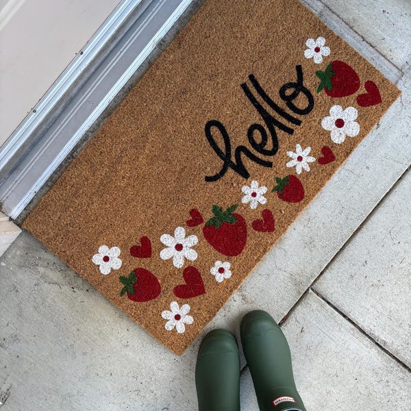 Spring Doormat Flowers, Daisy Doormat Large, Floral Door Mat, Spring ...
