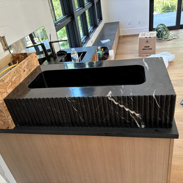 Custom Marble Bathroom Vanity With Marble Sink and Ramp Basin for ...