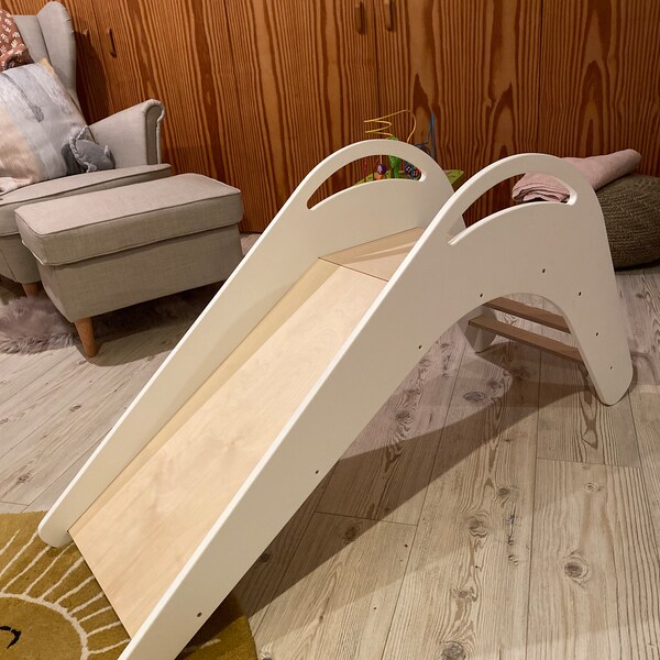 Kids Wooden Indoor Slide. Toddlers Montessori Activity Gym Toy at Home ...