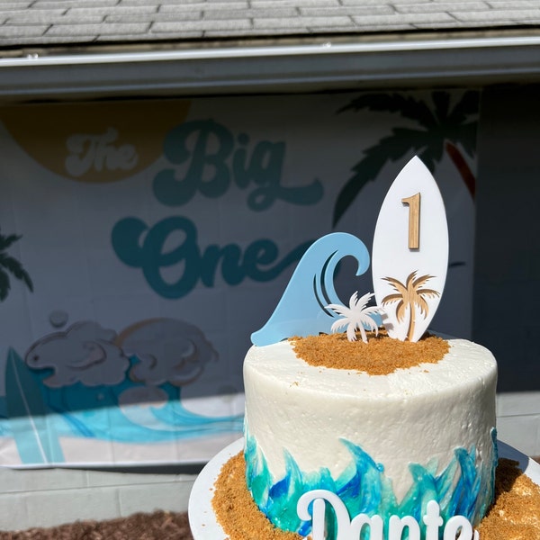 Surfboard Cake Topper, Surf Theme Party, Surfer Cake Topper, Teenage ...