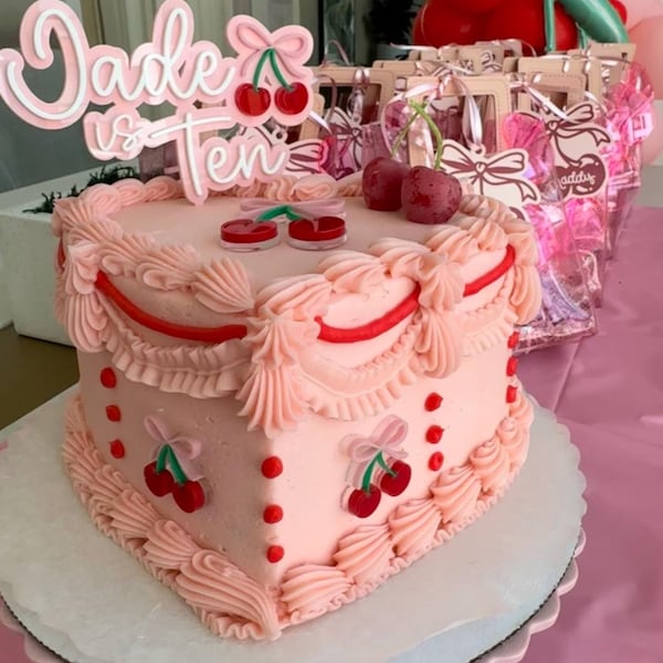 Acrylic Cherry Cake Topper, Personalised First Birthday Cake Topper, is ...