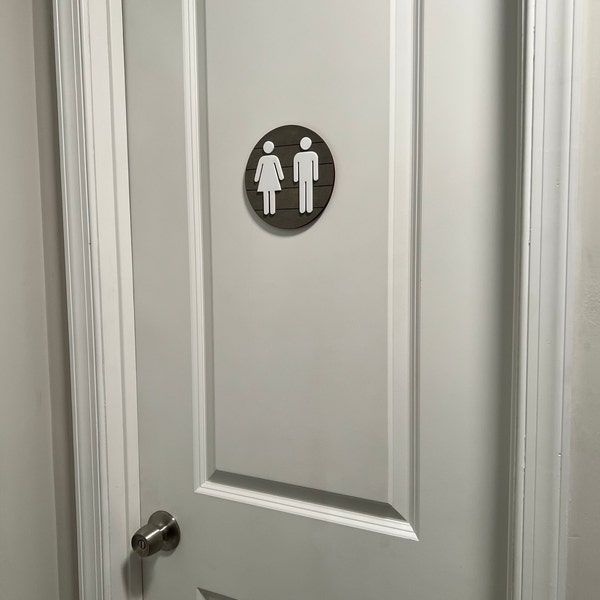 3D Restroom Shiplap Sign, Mini Bathroom Signs, Farmhouse Bathroom Decor ...