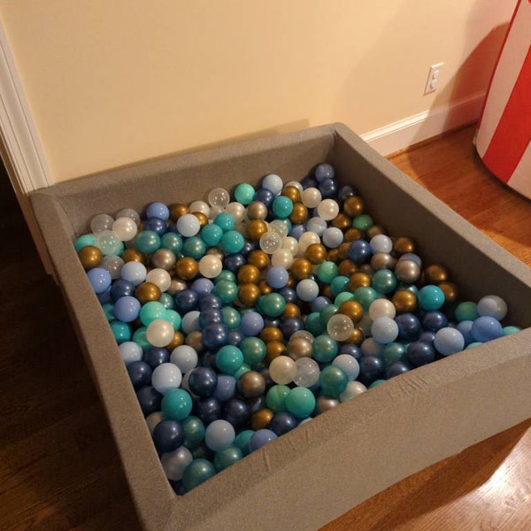 Large Square Ball Pit + 400 Balls Included - Gray, Pit Ball Kids, Pit ...