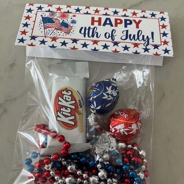Printed/shipped Personalized 4th of July Treat Bag, Patriotic Candy Bag ...