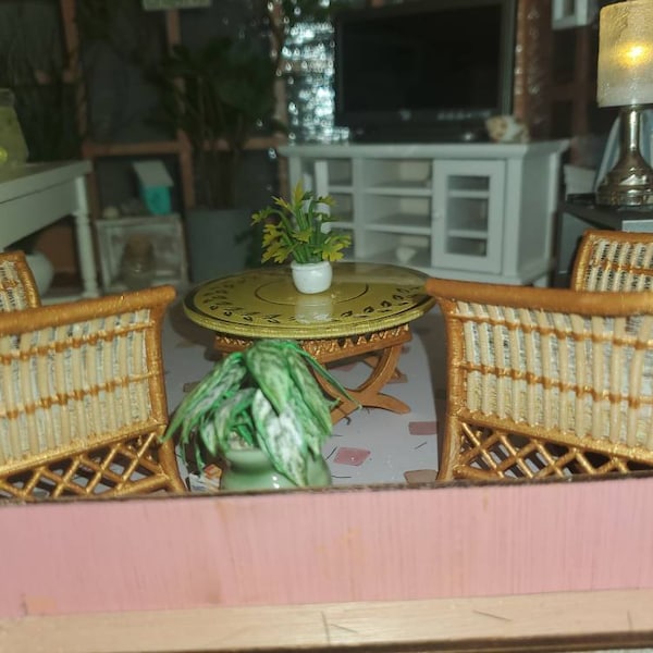 1:12 Dollhouse Roombox Diorama Recreation Room - Decorated and Remote ...