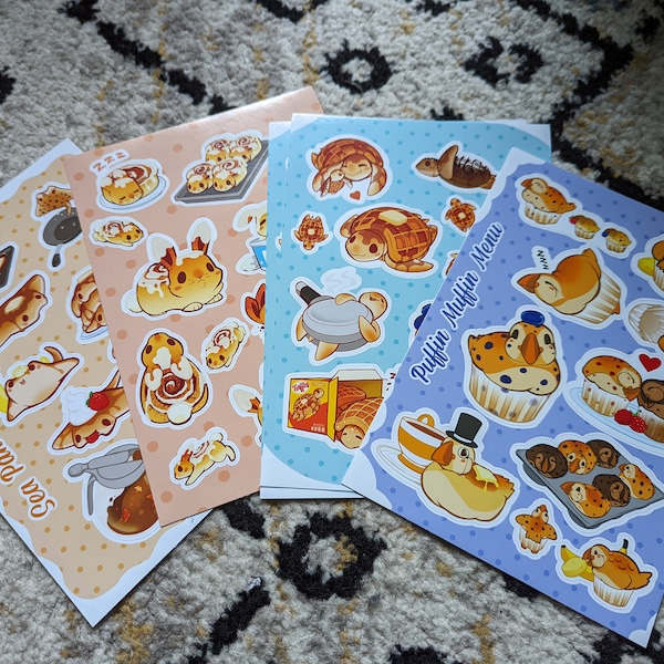 Puffin Muffin Vinyl Sticker Sheet - Etsy UK