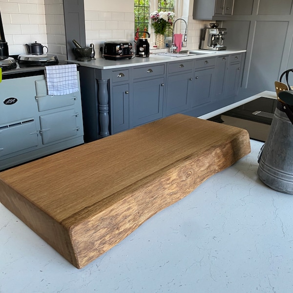 XL Thick Oak Live Edge Chopping Board - Heavy Duty Oak Chopping Block ...