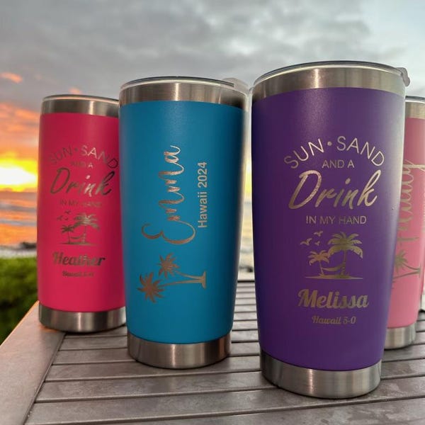 Personalized 20oz Vacation Tumbler, Custom Travel Mug, Girls Trip Gifts ...