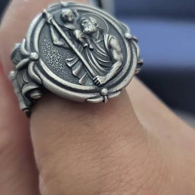 Mother Mary With Jesus Christ Sacred Heart Engraved Signet Ring ...