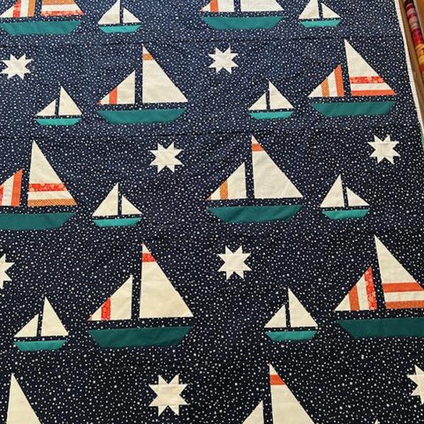 Stripey Sails & Stars Sailboat Quilt Pattern by Melissa Mortenson ...