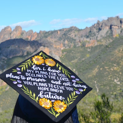 Embroidered Sunflower Graduation Cap Topper Graduation Cap Decoration ...