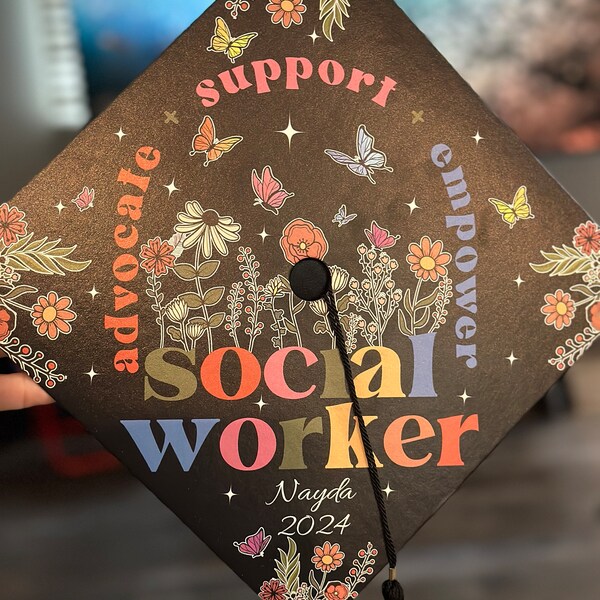 Personalized MSW Graduation Cap Topper, Social Worker Cap Topper ...