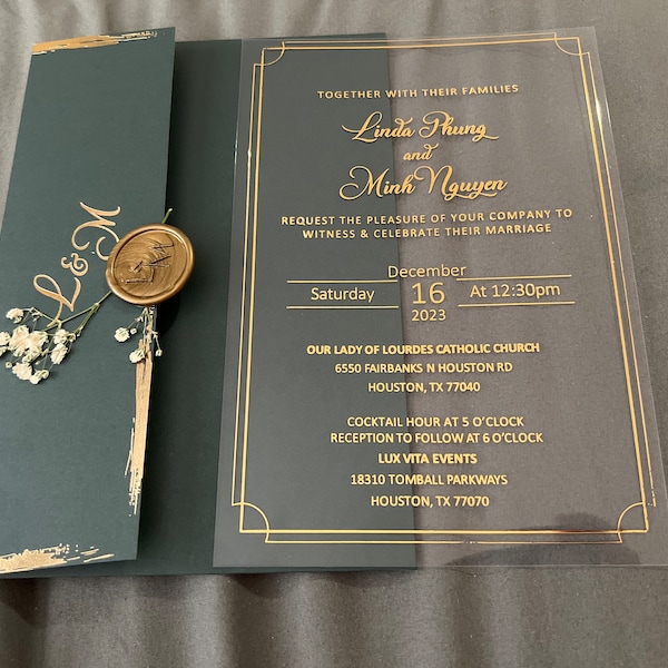 Vellum Wedding Invitations, Elegant Acrylic Invite, Celestial Fall ...