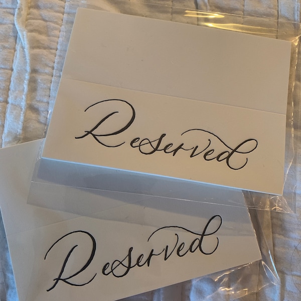Classic Black Letterpress Reserved Sign | Set of 8 | for Wedding and ...