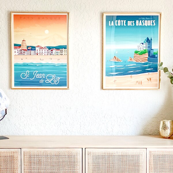 Biarritz Print, Basque Country Wall Art, Côte Des Basques, Biarritz ...