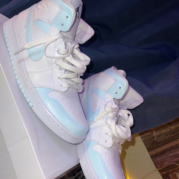 Light Blue - Custom Nike Air Jordan 1 Mid - AJ1 Mid - Etsy