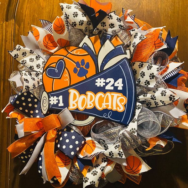 Personalized Cheer Basketball Door Wreath Choose Your Team Colors ...