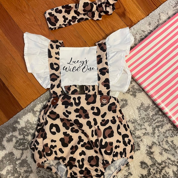 Baby Girl Leopard Animal Print Clothes, Personalized Wild One Infant ...