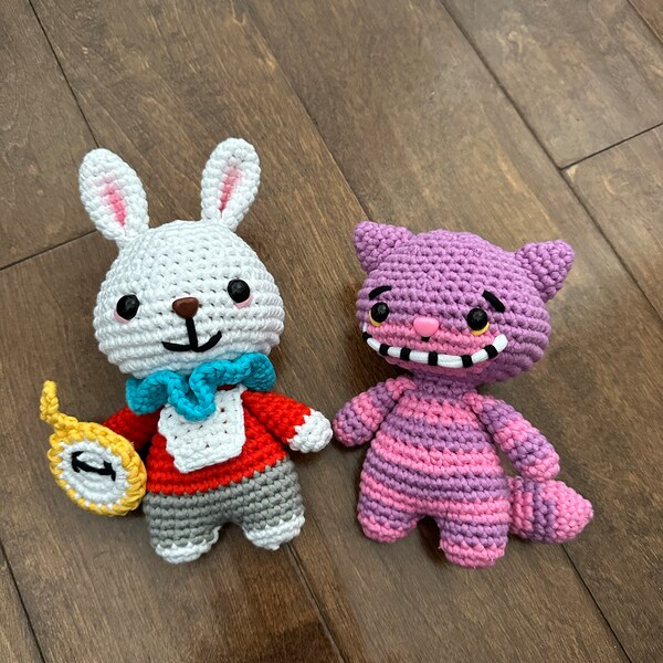 E-book Crochet Pattern Amigurumi PDF Pack White Rabbit and Cheshire Cat ...