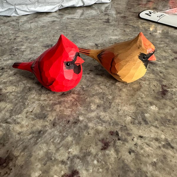 Handmade Cardinal Wood Carving Bird Figurine Cardinals Wood Cardinal ...
