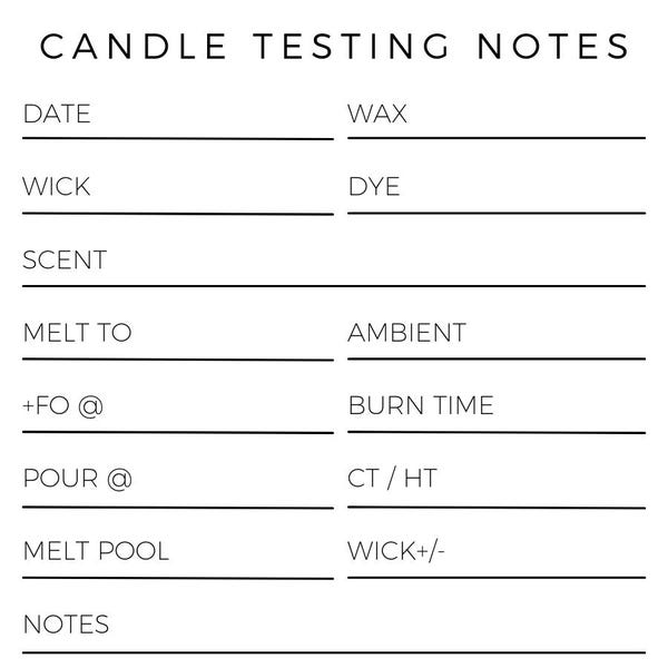 Candle Testing Sheet, Printable Candle Burn Test Sheet, Candle Test ...