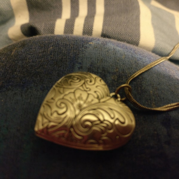 LAST ONE Blue Poppy Locket, Aqua Turquoise Locket, Floral Brass Art ...