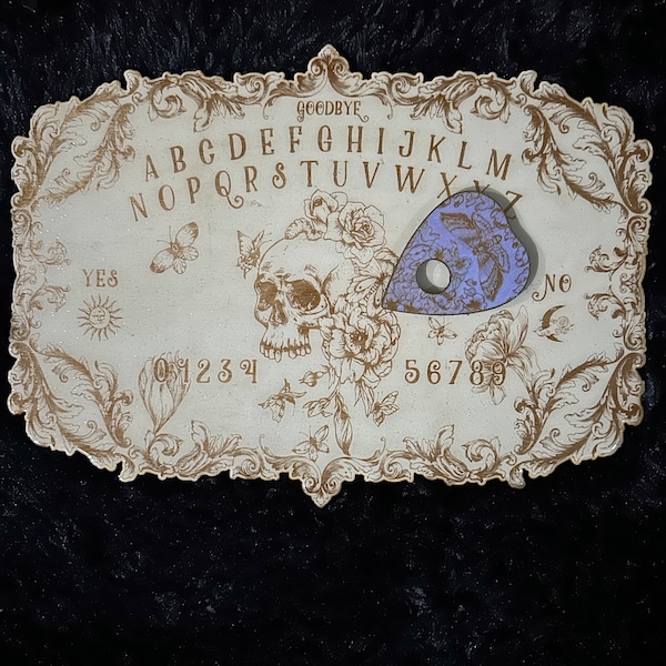 Floral Skull Spirit Board With Planchette Heirloom White | Divination ...