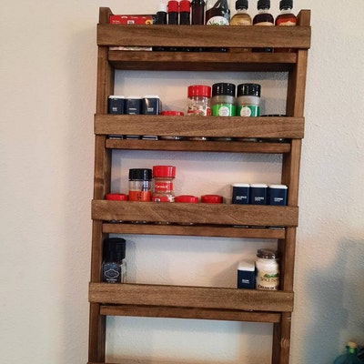 5 Shelf Spice Rack Farmhouse Spice Rack Wall Mount Spice - Etsy
