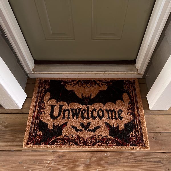 Unwelcome Bat Style Gift, Dark and Gothic Doormat, Gothic Mat Home ...