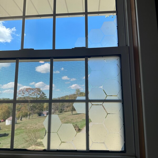 Honeycomb Frosted Window Film, Hexagon Window Decal, Geometric Etched ...