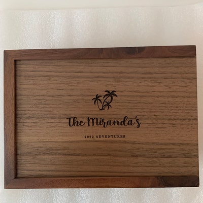 Travel Memory Box Engraved Wood Keepsake Box for Photos Letters Tickets ...