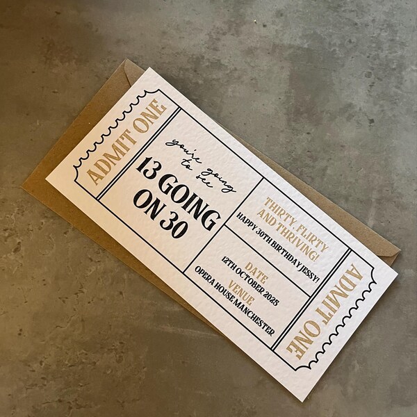 Personalised Concert Ticket | Birthday Reveal Gift | Admit One Ticket ...