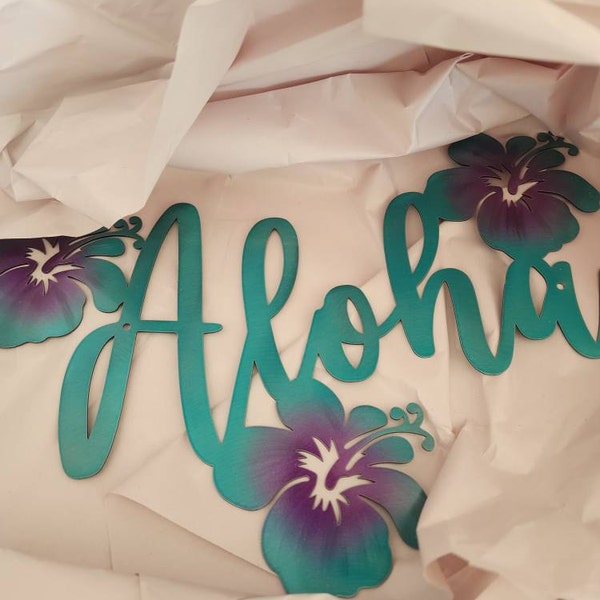 Aloha Hibiscus Wall Accent, Beach Decor, Beach House Decor, Bathroom ...