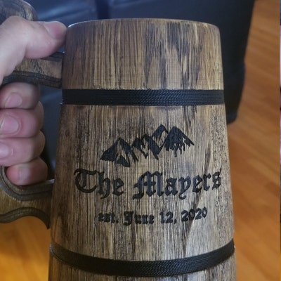 Rustic Mug Oak Mug Wooden Beer Mug Personalized Beer Mug - Etsy