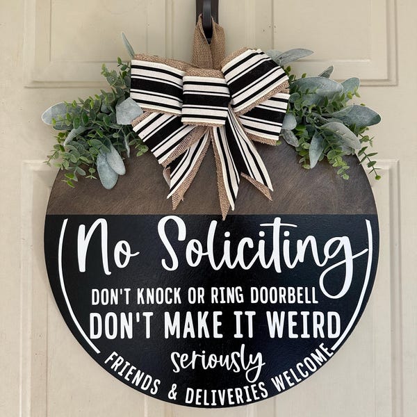 Front Door Decor | No Soliciting Sign | Year Round Wreath | Funny Front ...