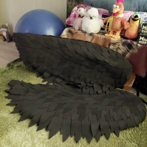 Black Bird Arm Wings Bird Costume Cosplay Flexible Arm Wings Halloween ...