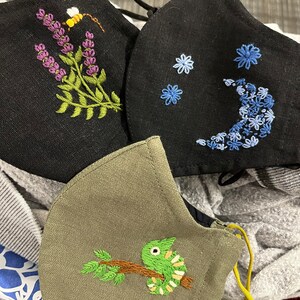 Cute Face Mask Unique Animal Face Mask Hand Embroidered Face - Etsy