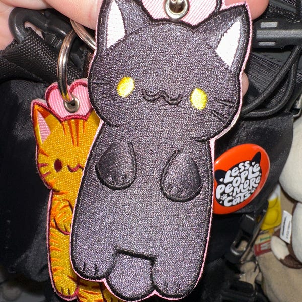 Cute Cat Embroidered Tag Keychain - Kawaii Neko Jet Tags ( Calico ...