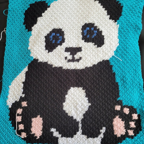 Crochet Panda C2C Graph Blanket Pattern, Panda Crochet Blanket, Crochet ...