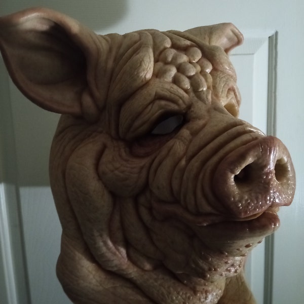 Porkchop Piggy Man Butcher Latex Full Head Pullover Wearable / Pig Mask ...